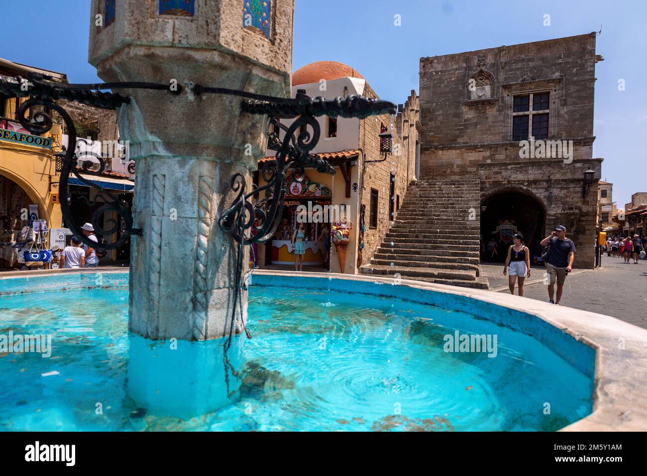 Rhodes, Greece - August 23, 2022: Narrow cobbled historical streets of ...