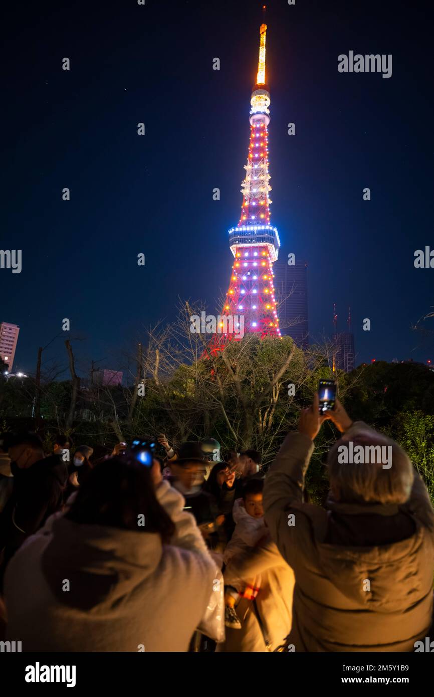Tokyo, Japan. 1st Jan, 2023. Tokyo Tower illuminated as New Years ...