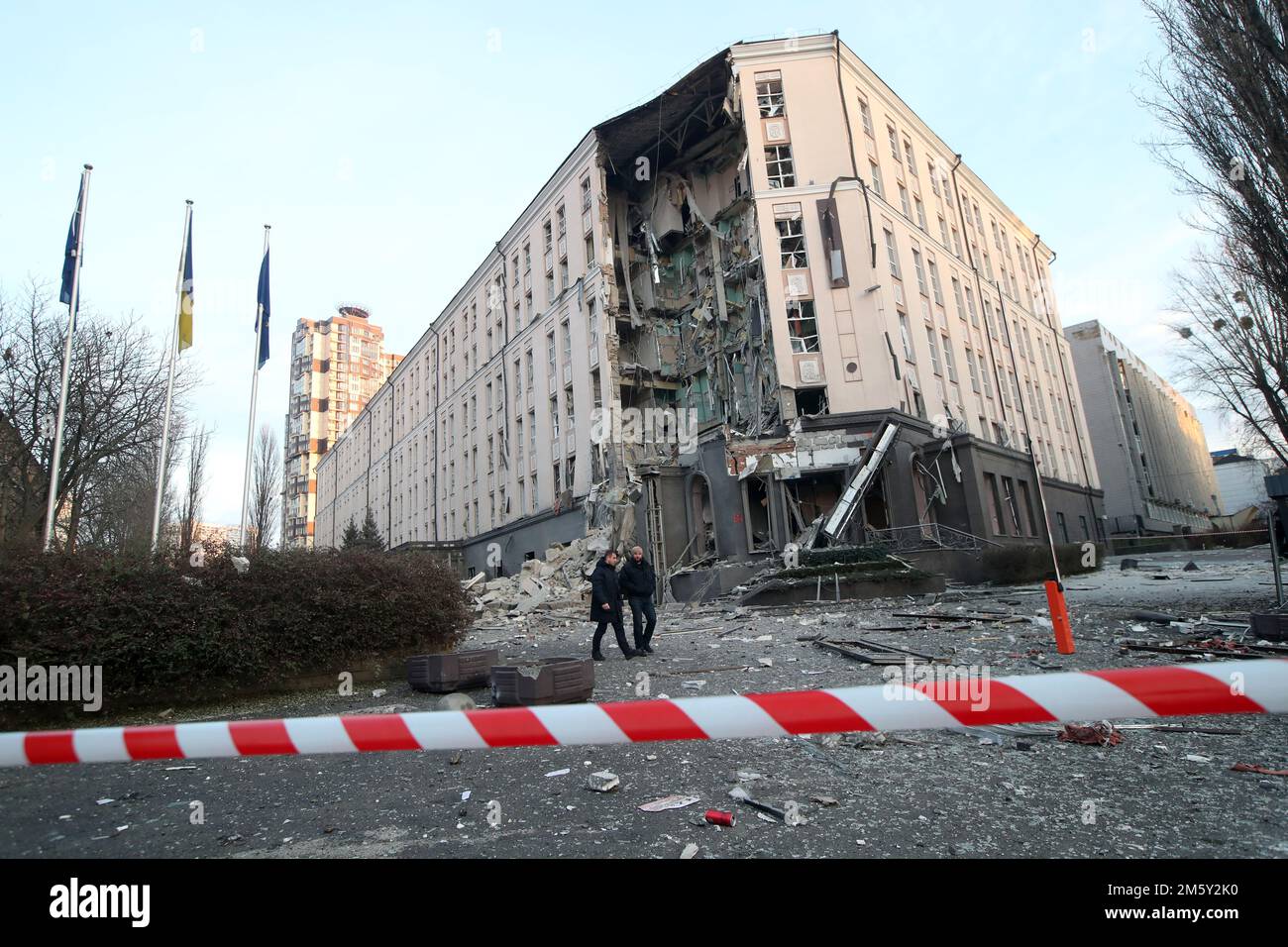 KYIV, UKRAINE - DECEMBER 31, 2022 - A hotel in the Pecherskyi district ...