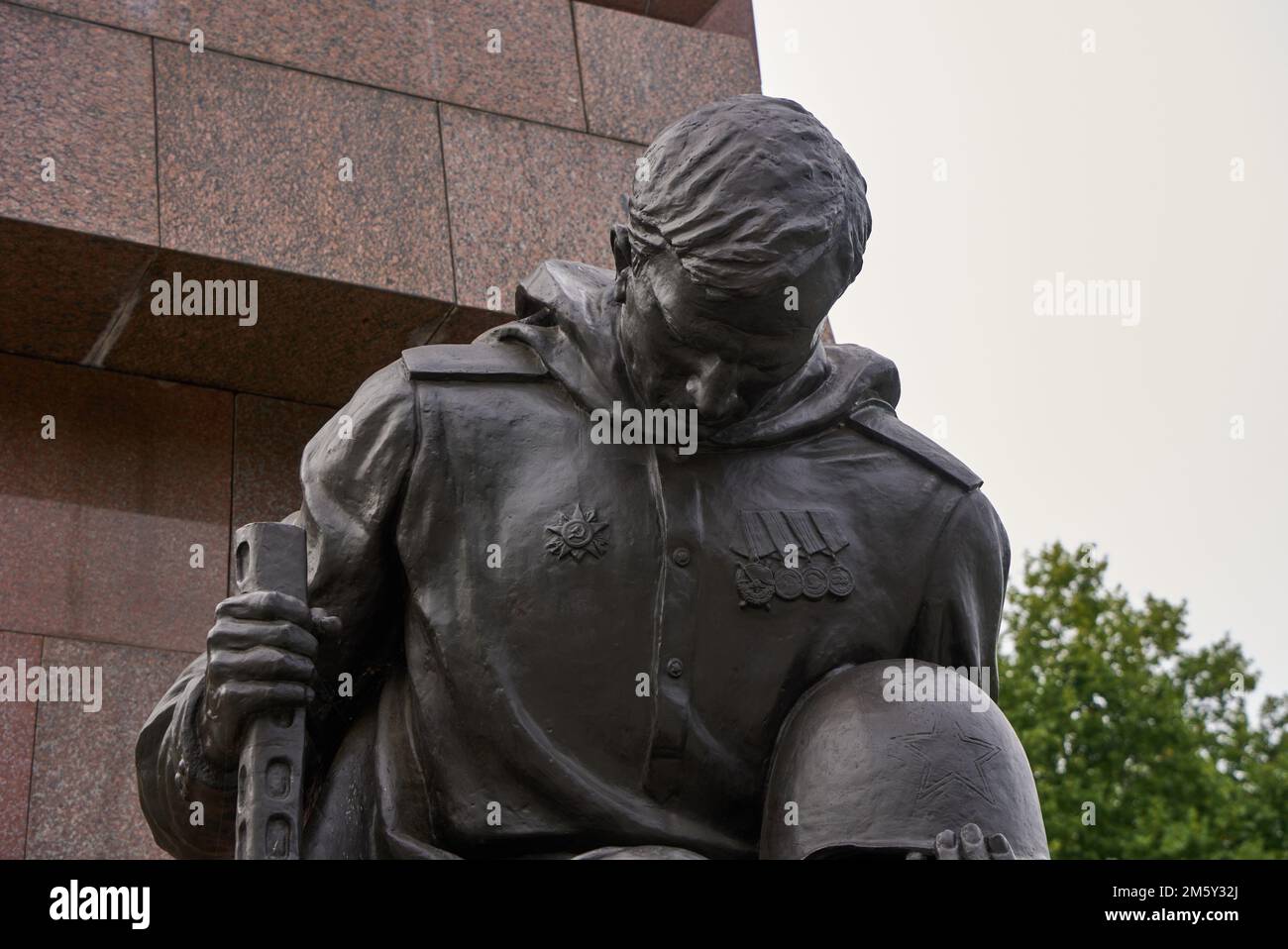 A closeup of the statue of Warrior-liberator Monument in Berlin Stock ...