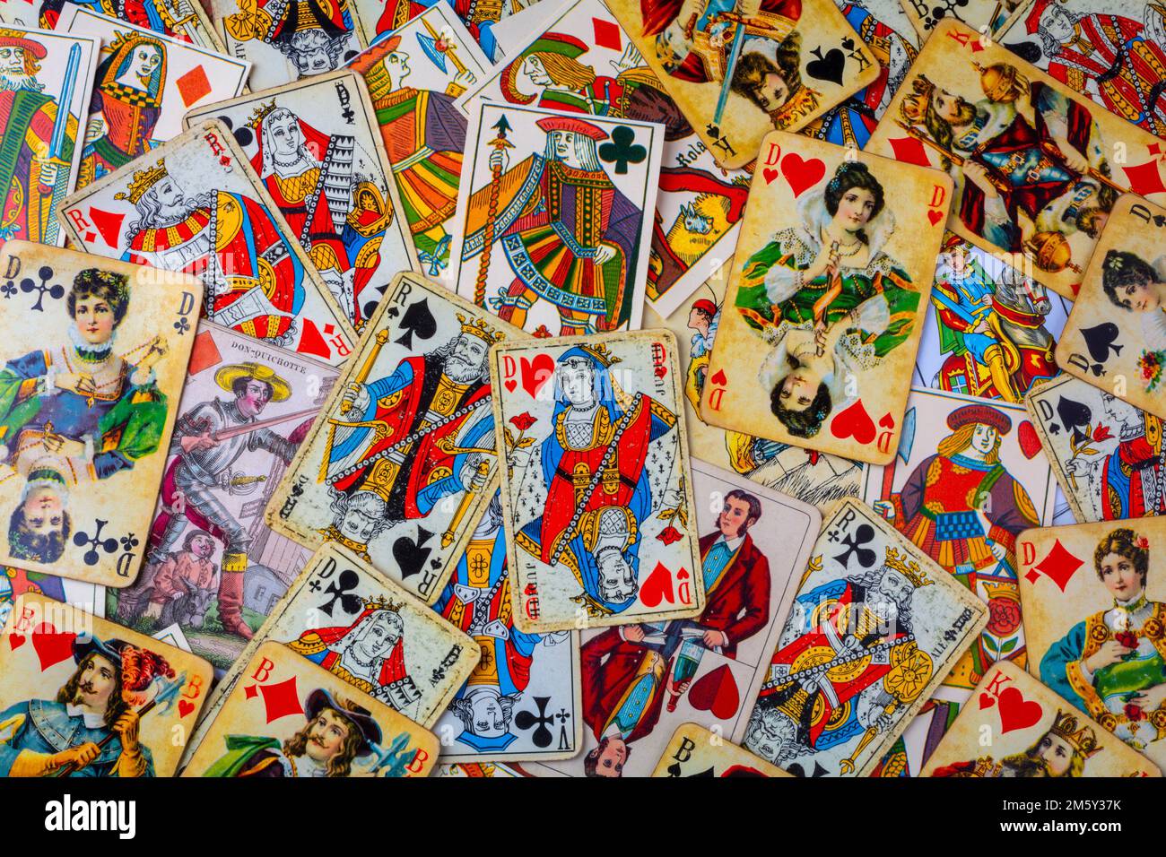 Assortment Of Old Playing Cards Still Life Stock Photo - Alamy