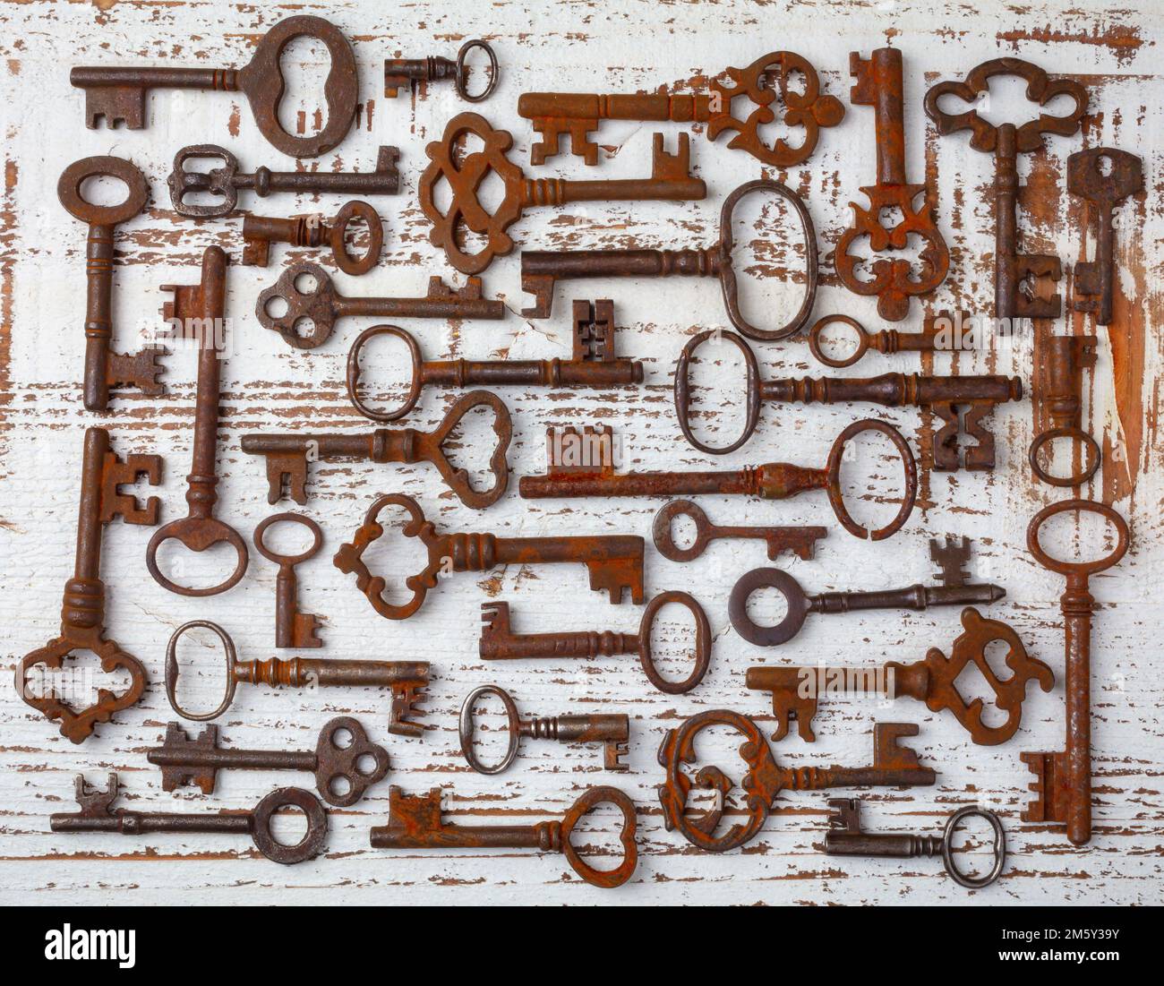 Rusty Old Skeleton Keys Still Life Stock Photo - Alamy