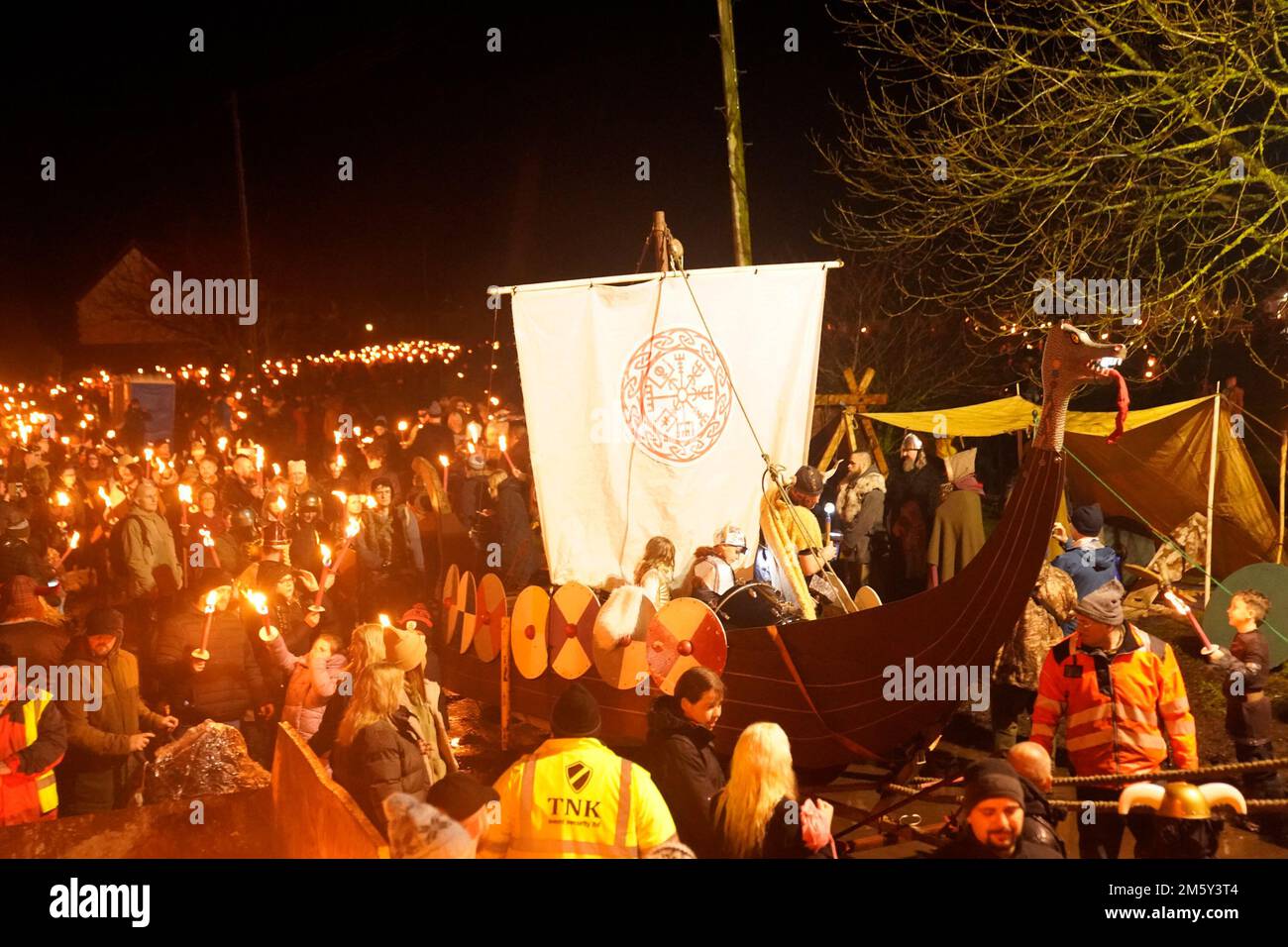 Viking reenactors during the Flamborough Fire Festival, a Viking themed ...
