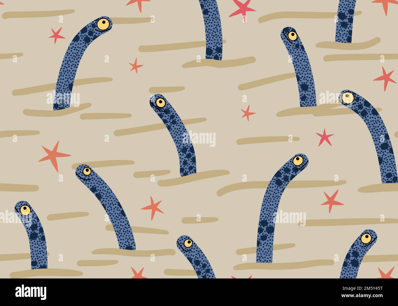 Cartoon sea ocean animals seamless spotted eel pattern for wrapping ...