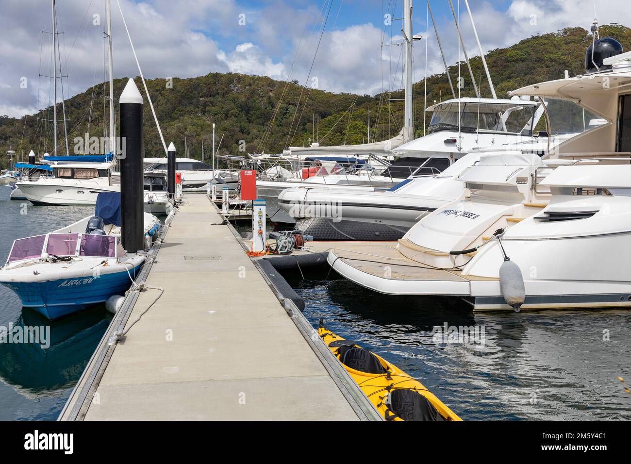 Holmeport boat marina at Church Point in Pittwater with luxury motor ...