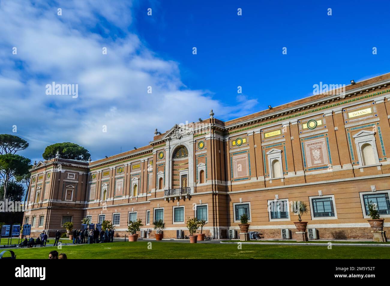 Outside pause area and garden of Vatican city museums in Italy Europe ...