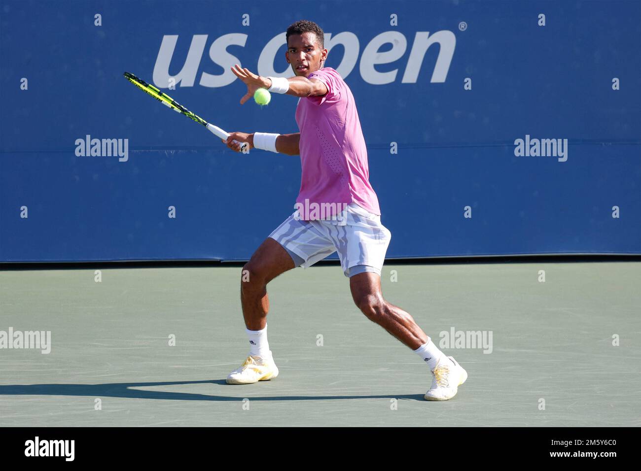 Canadian tennis player Felix Auger-Aliassime in action at the 2022 US ...