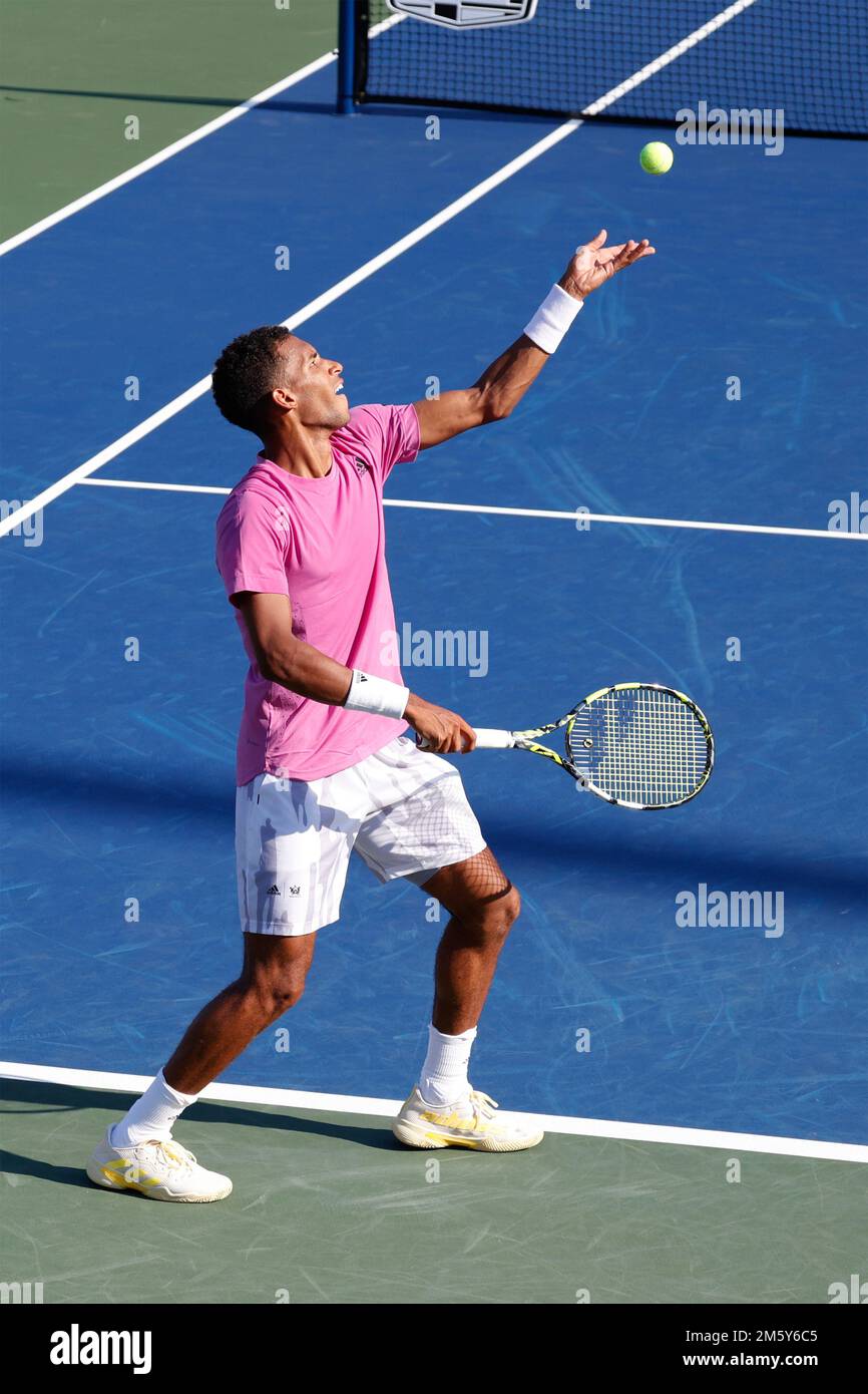 Canadian tennis player Felix Auger-Aliassime in action at the 2022 US ...