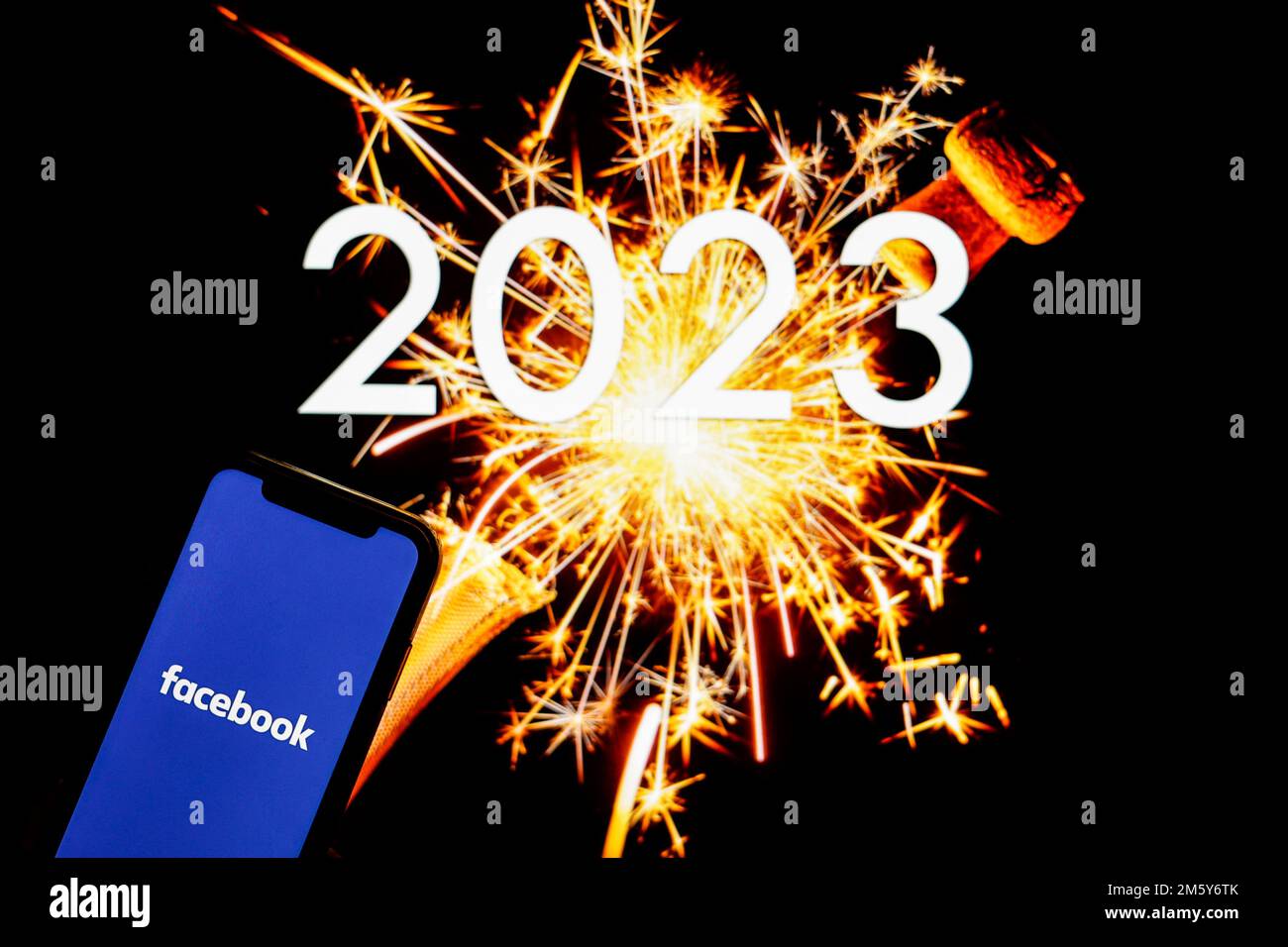 In this photo illustration a Facebook logo seen displayed on a ...