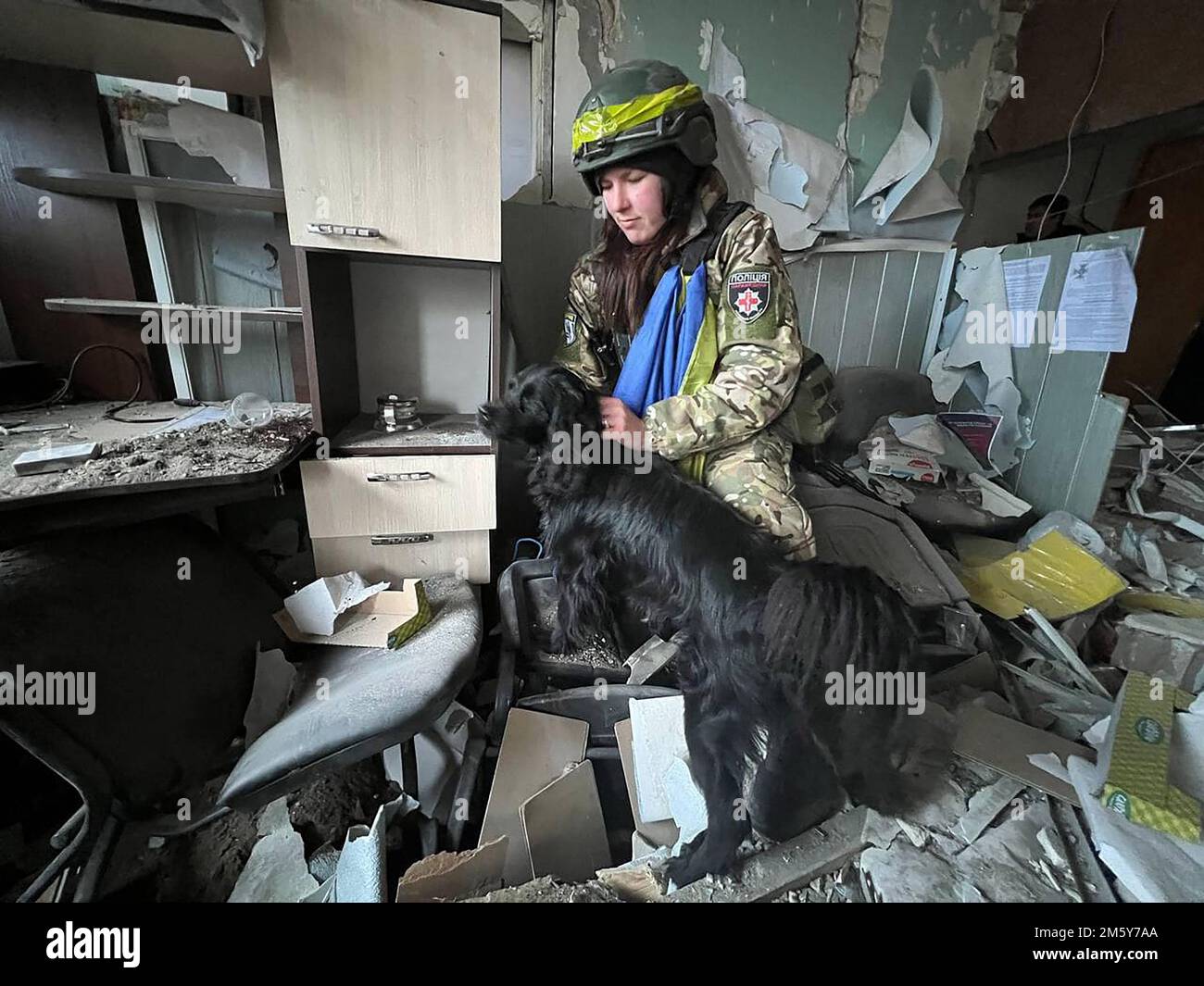 Lyman, Ukraine. 31st Dec, 2022. Ukrainian soldier in a Police building ...