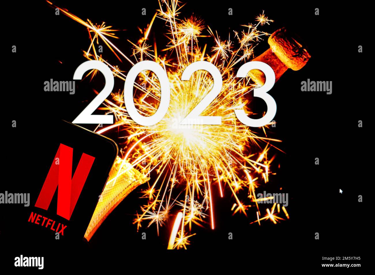 Poland. 31st Dec, 2022. In this photo illustration a Netflix logo seen ...