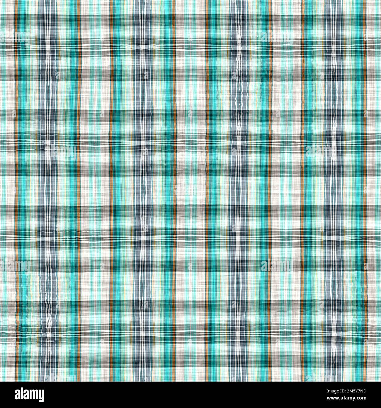 Teal rustic coastal beach house check fabric tile. Seamless sailor ...