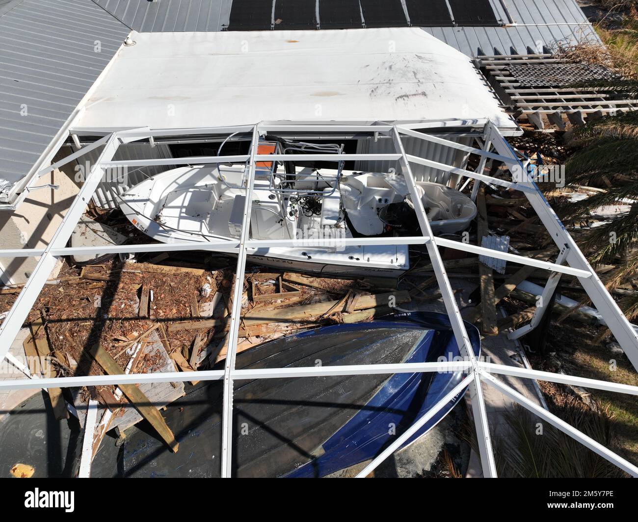 An aerial of the aftermath of the destructive Hurricane Ian in a ...