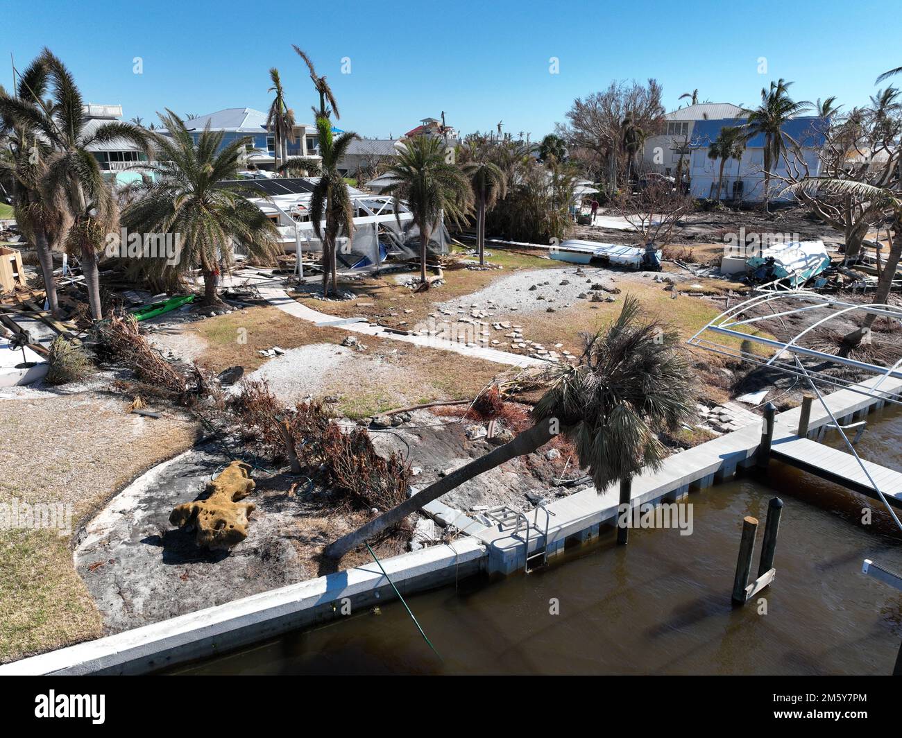 An aerial of the aftermath of the destructive Hurricane Ian in a ...