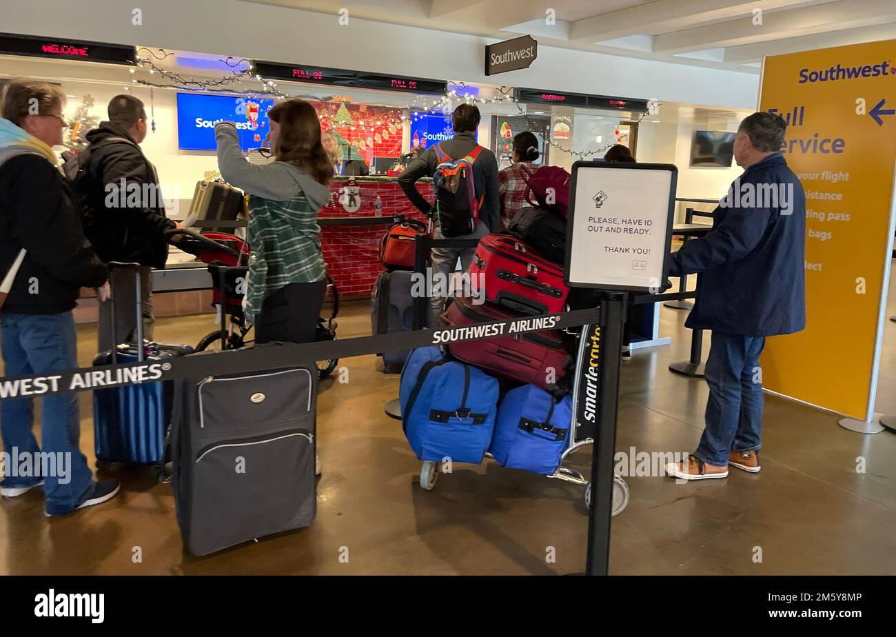 GOLETA, California, U.S.A. 31st Dec, 2022. Southwest Airplane check-in ...