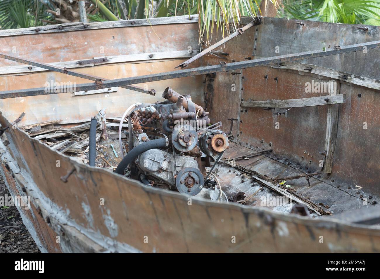 A display of chug boats - Cuban refugee boats - in Key West, Florida ...