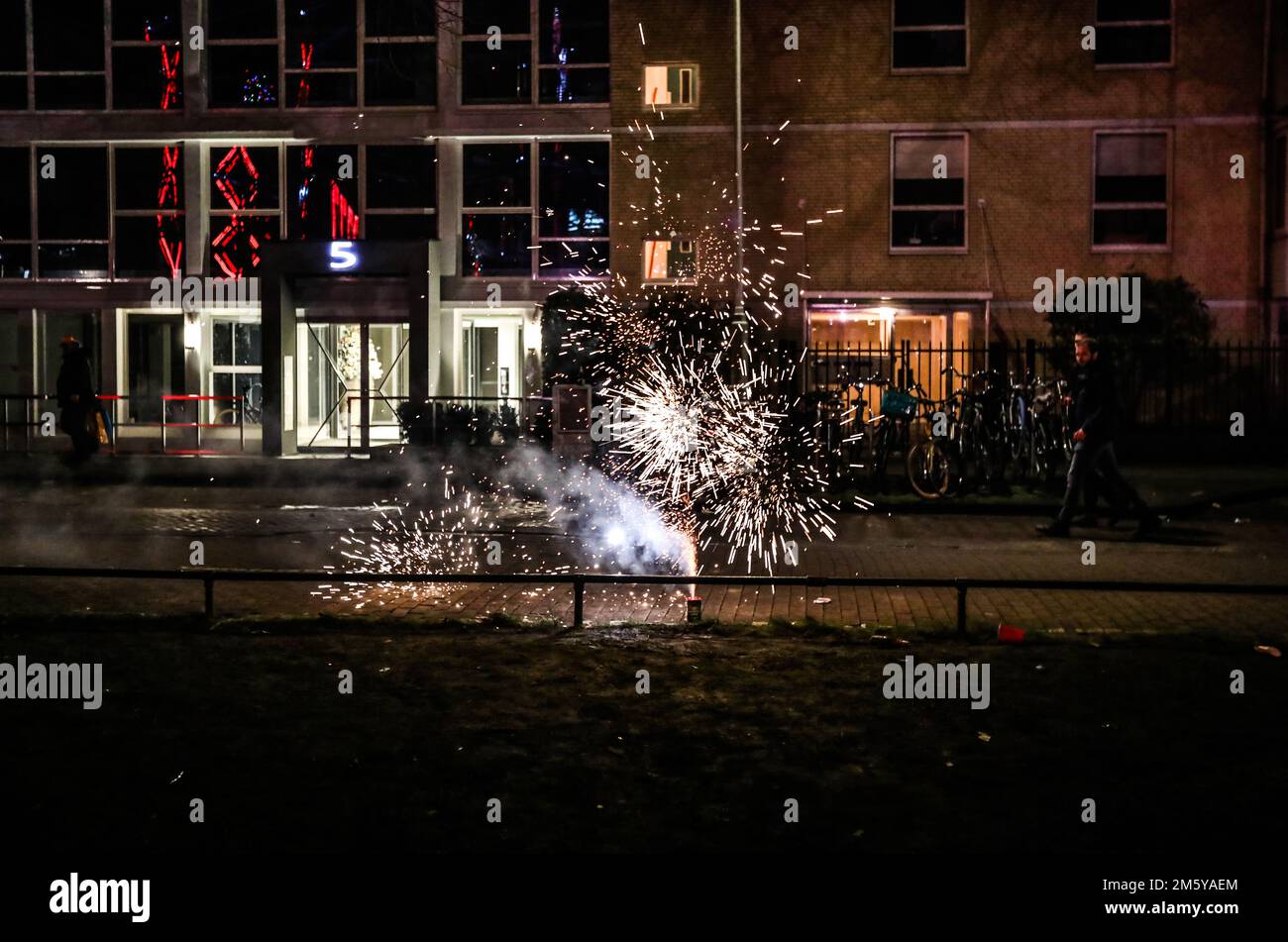 AMSTERDAM - Fireworks are set off in the center of Amsterdam. Despite a ...