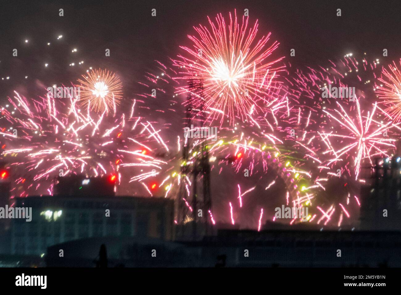 01 January 2023. London, UK. Fireworks light up the London skyline ...
