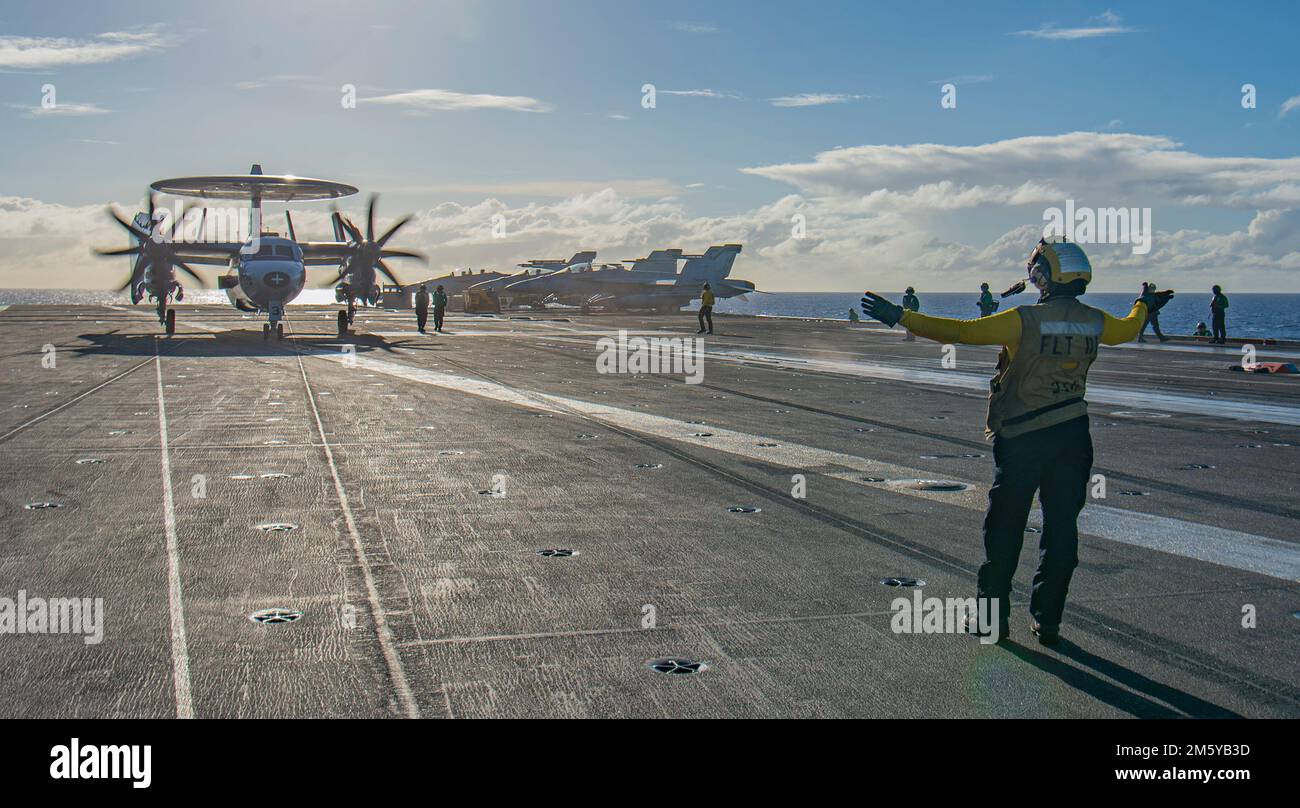 221231-N-DU622-1436 PHILIPPINE SEA (Dec. 31, 2022) An E-2C Hawkeye from ...
