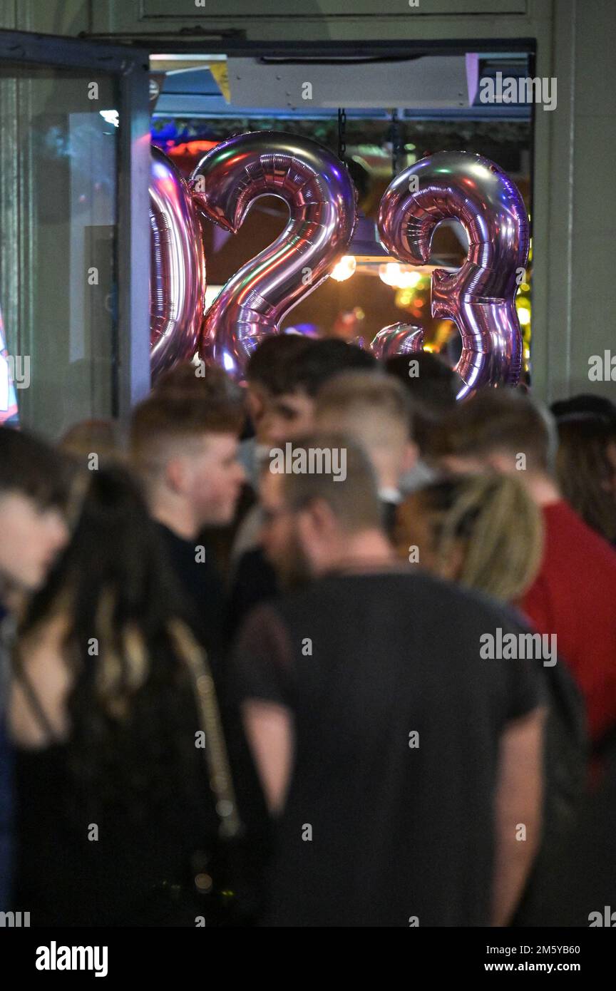 Wardwick, Derby, January 1st 2023. - Huge queues formed at nightclubs ...