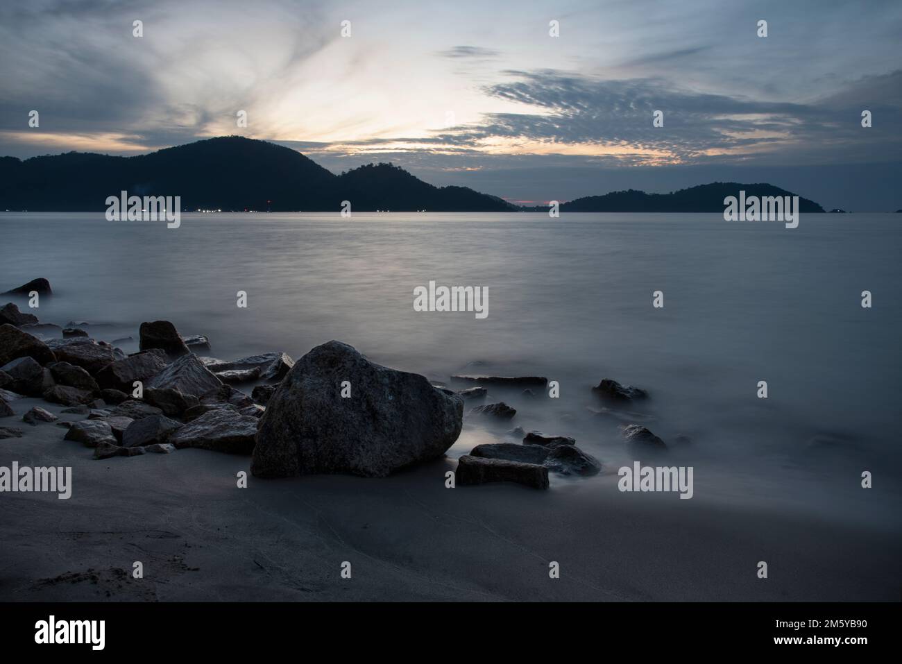 slow exposure shot at the late evening sky at the beach Stock Photo - Alamy