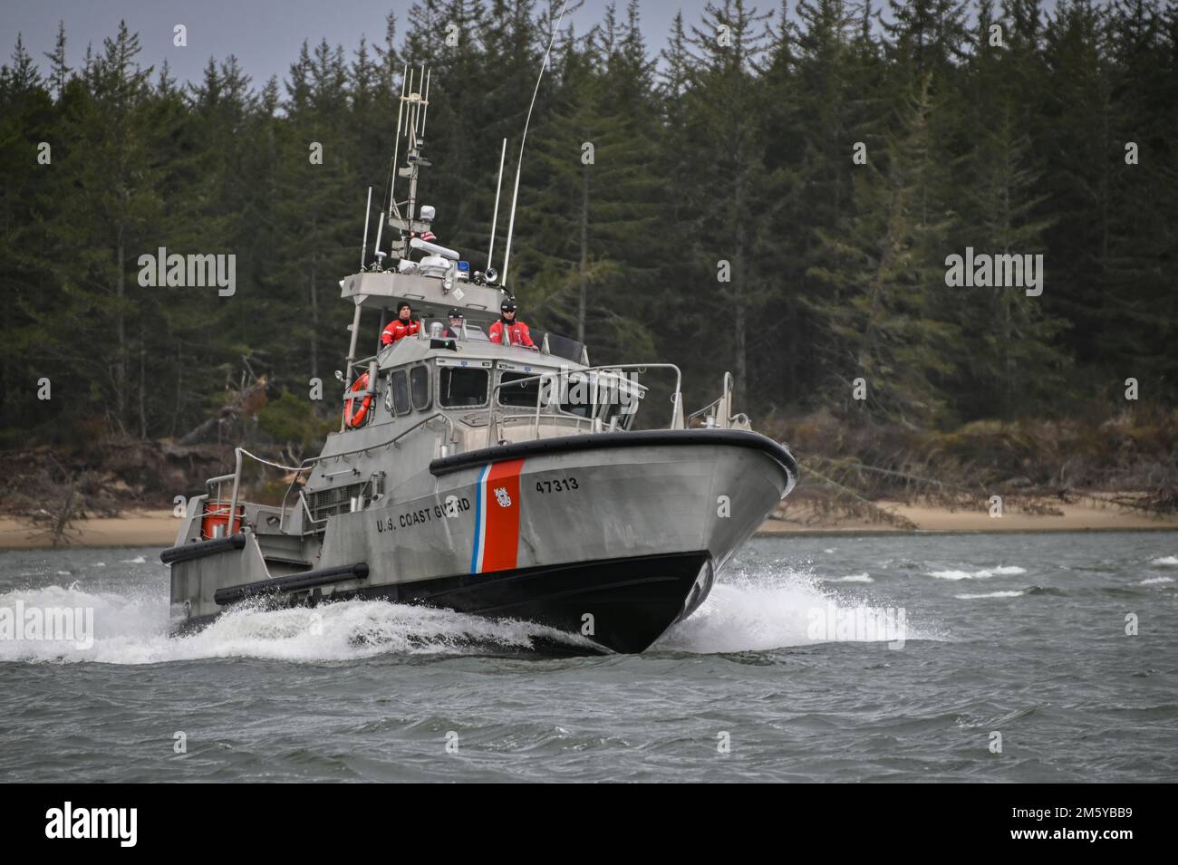 A crew aboard a 47-foot Motor Lifeboat from Coast Guard Station Umpqua ...