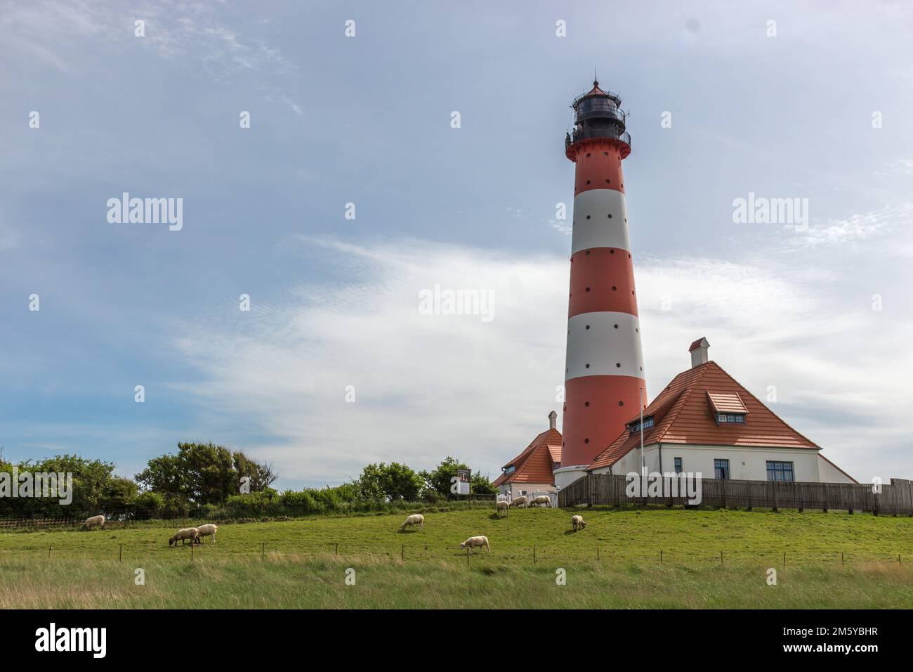 Westerhever Lighthouse on the North Sea coast of Germany Stock Photo ...