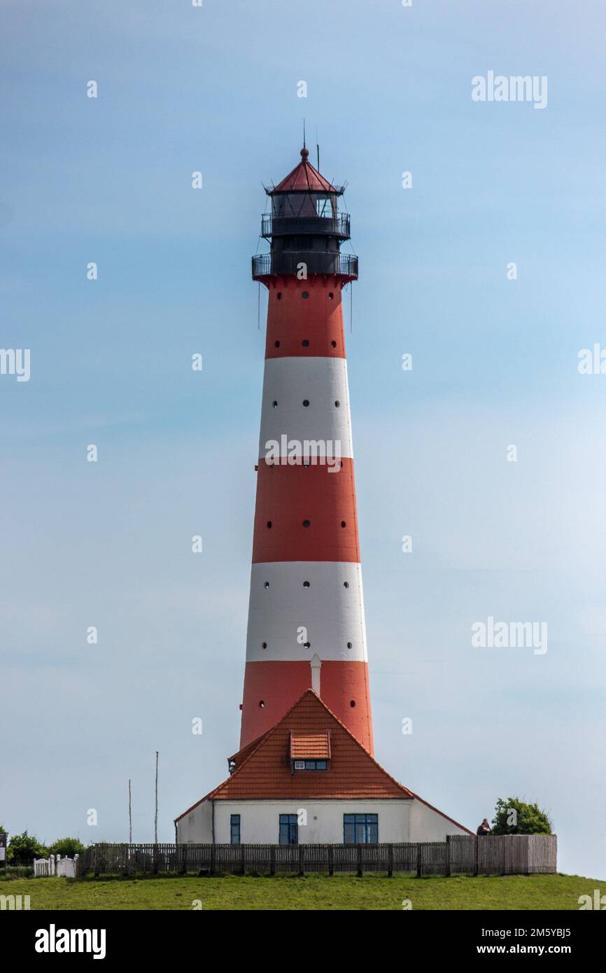 Westerhever Lighthouse on the North Sea coast of Germany Stock Photo ...