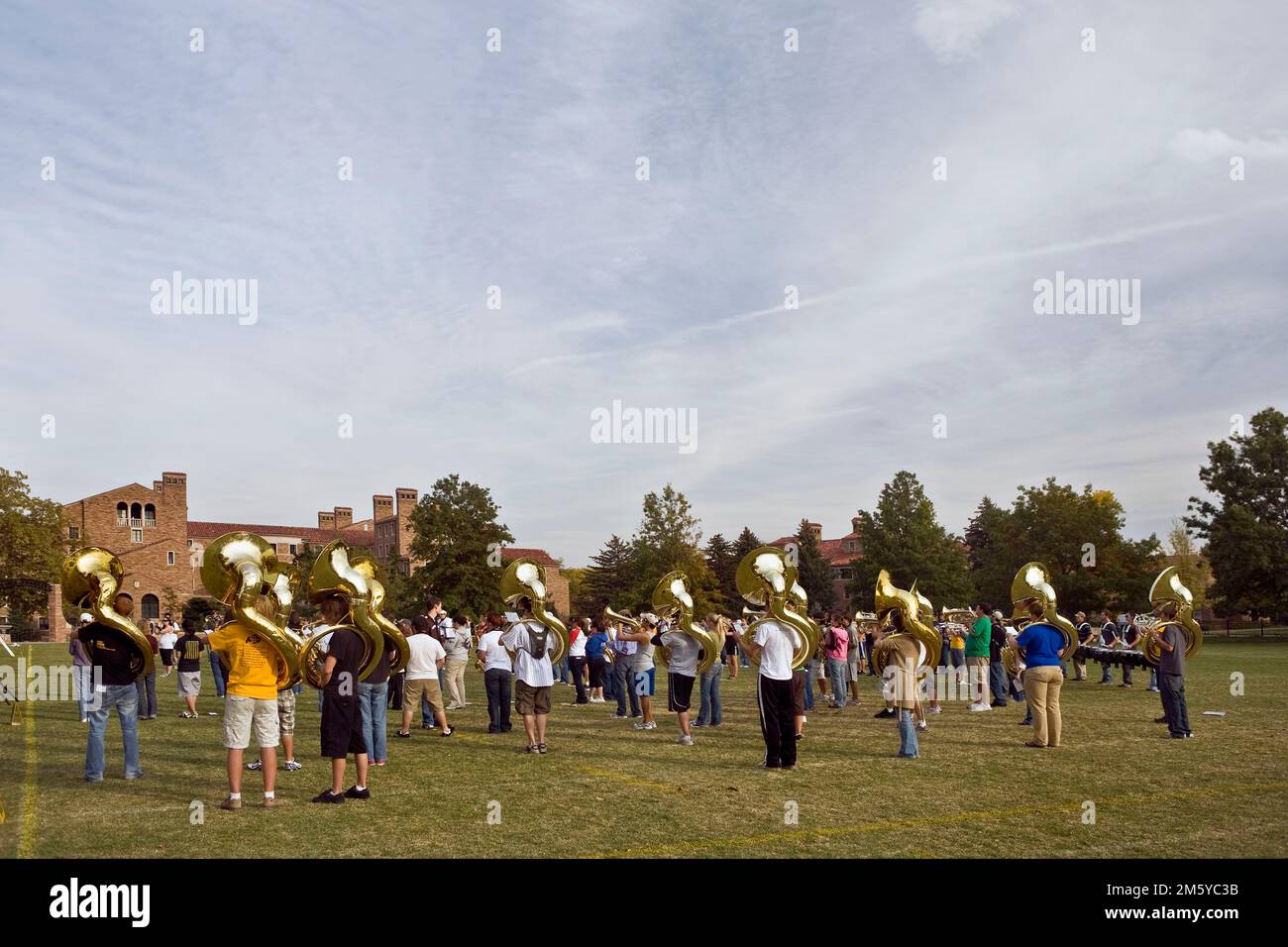 Marching band practice 2 Univ of CO Boulder H Stock Photo - Alamy