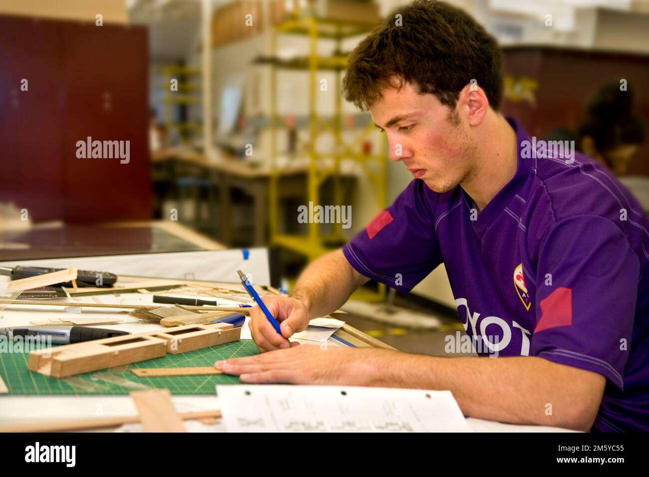 Student builds model in architecture lab 2 Stock Photo - Alamy