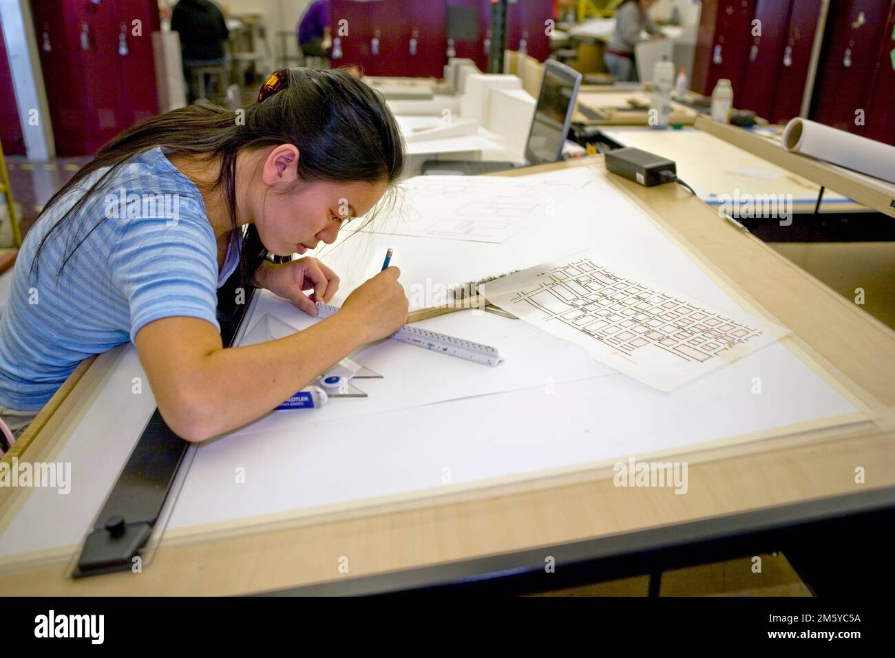 Student draws in architecture lab 2 Stock Photo - Alamy