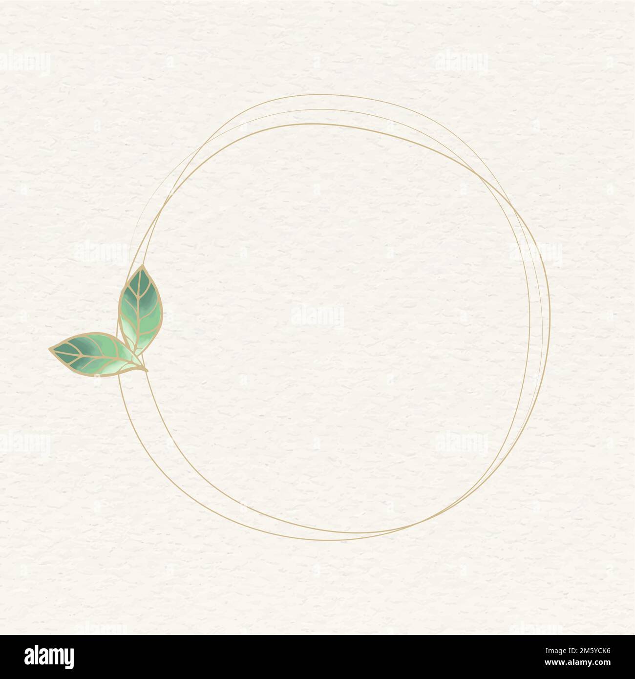 Botanical circle frame clipart, gold and green aesthetic design vector ...