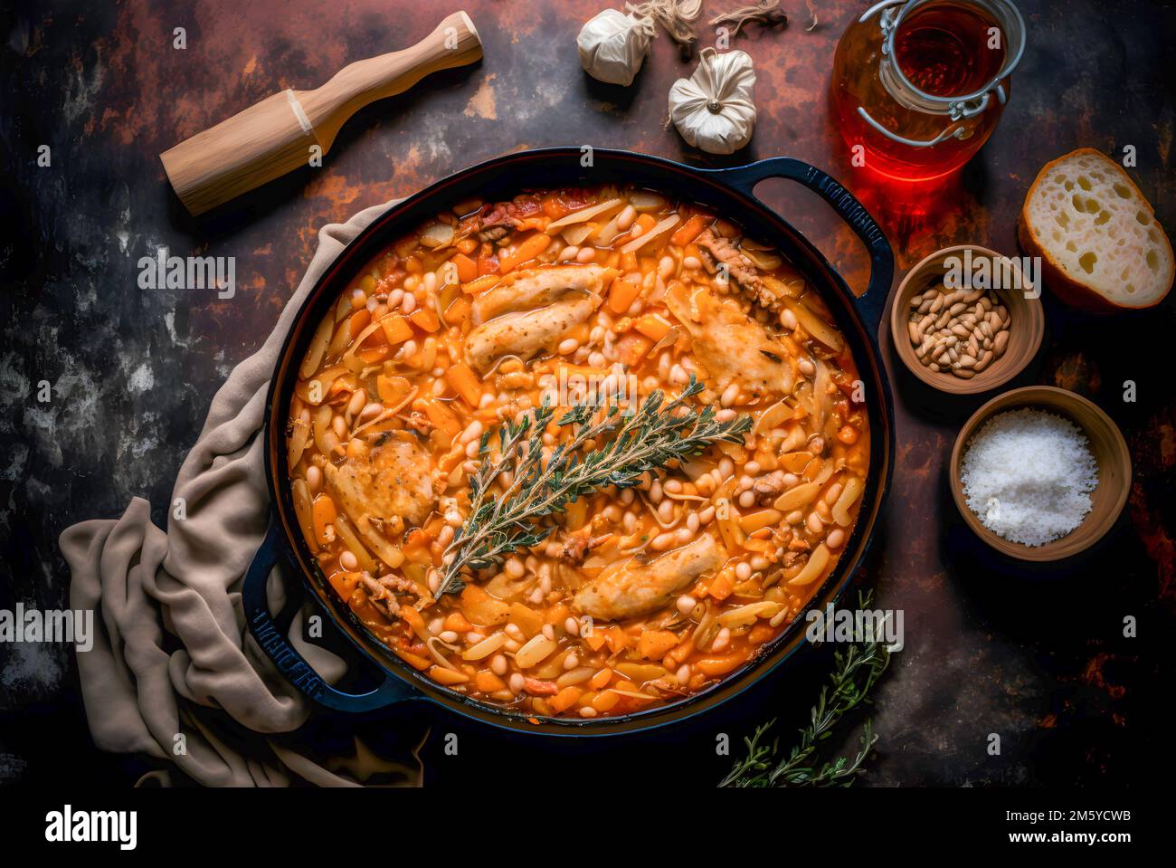 Classic Cassoulet with beans, meat, and a crispy breadcrumb topping ...