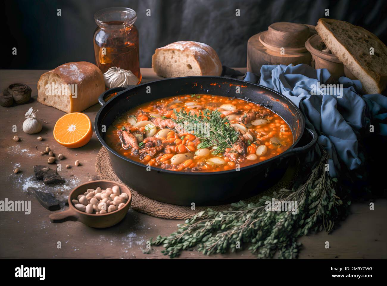 Classic Cassoulet with beans, meat, and a crispy breadcrumb topping ...