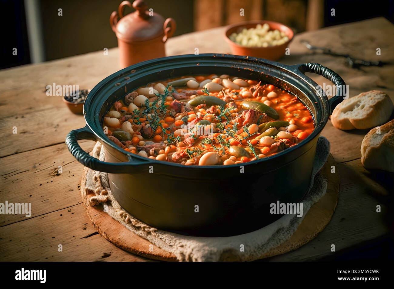 Classic Cassoulet with beans, meat, and a crispy breadcrumb topping ...