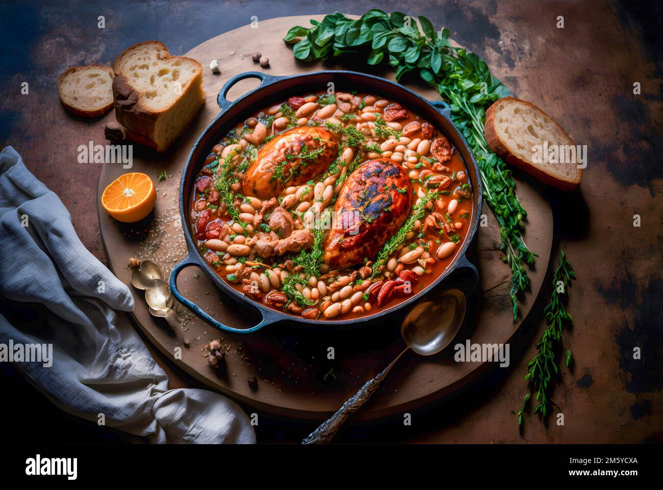 Classic Cassoulet with beans, meat, and a crispy breadcrumb topping ...