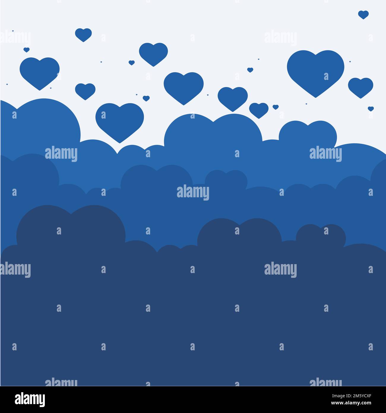 Vector heart blue background cloud pattern Stock Vector Image & Art - Alamy