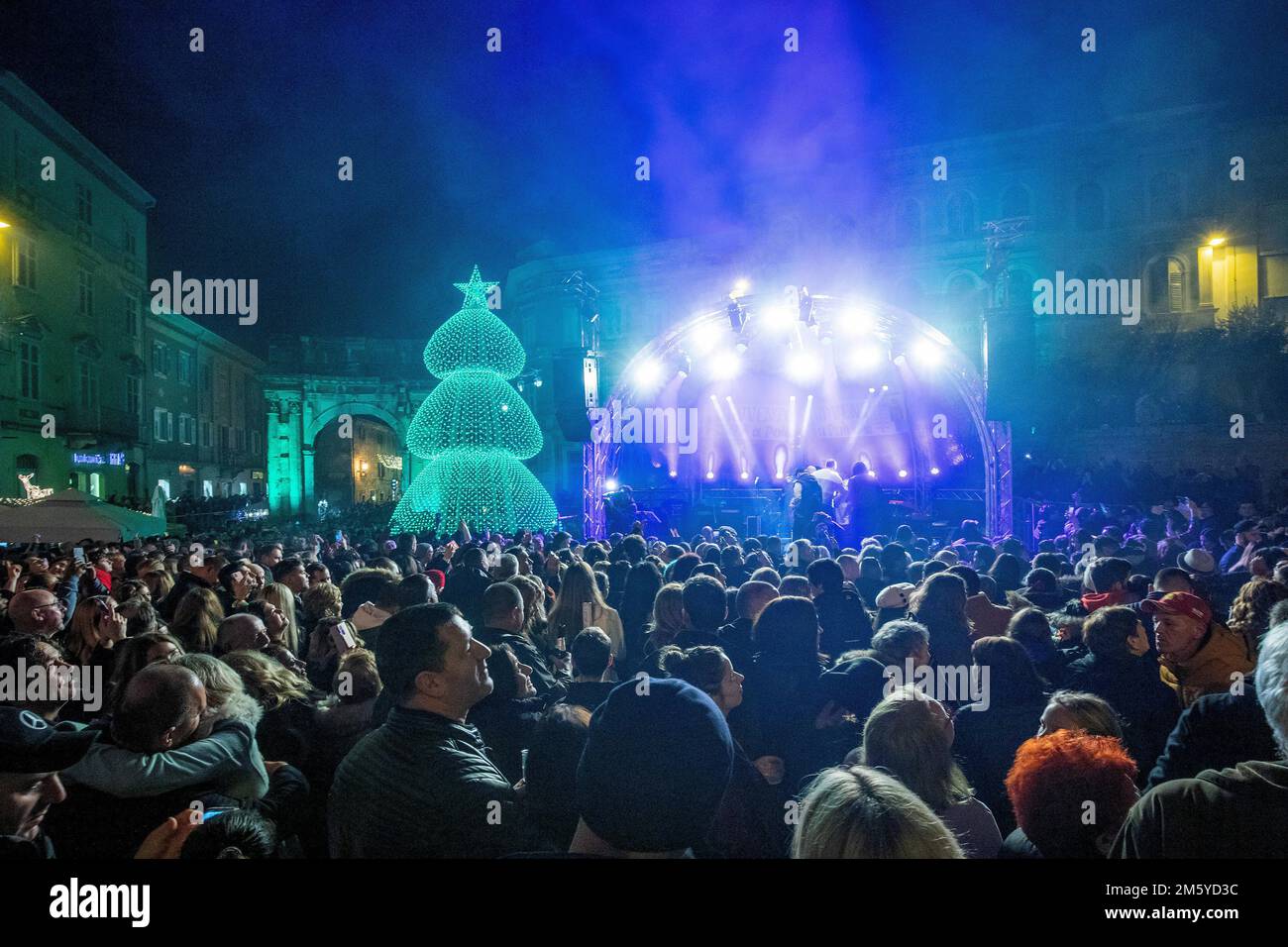 New Year's Eve celebrations at Portarata in Pula, Croatia on January 1 ...