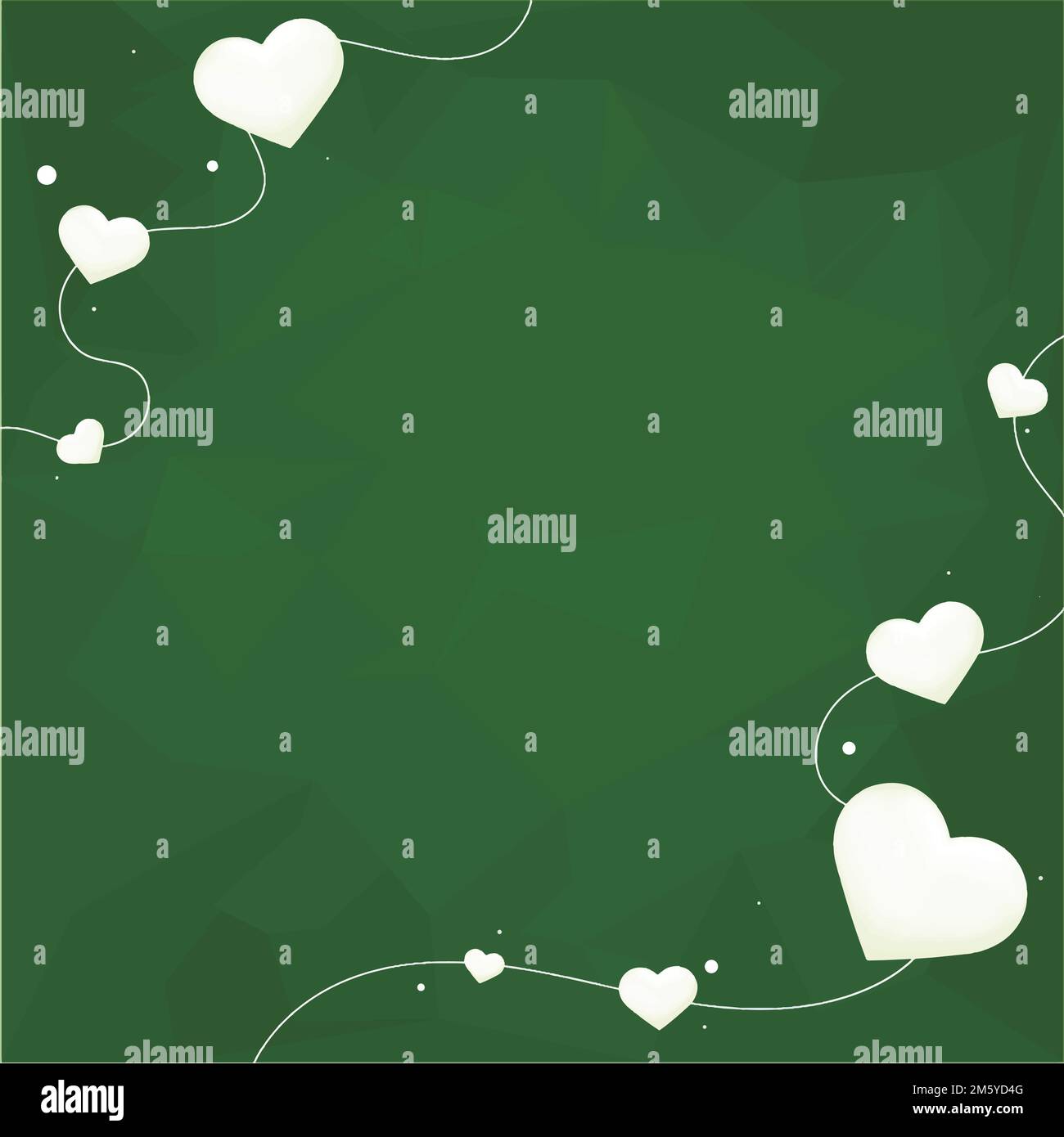 Vector heart string border geometric pattern green background Stock ...