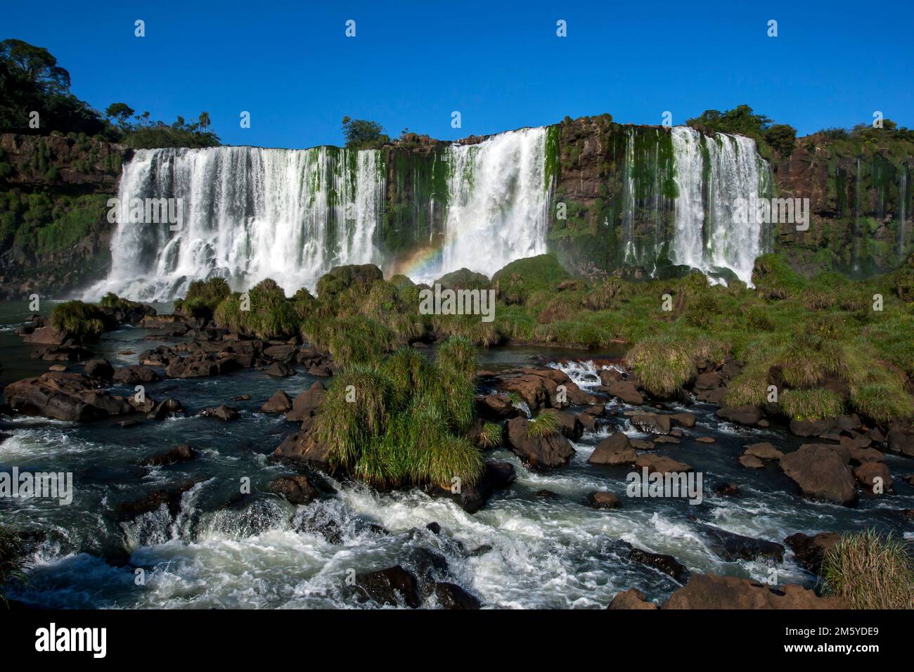 A view of one of the many waterfalls on the Brazilian side of Iguazu ...