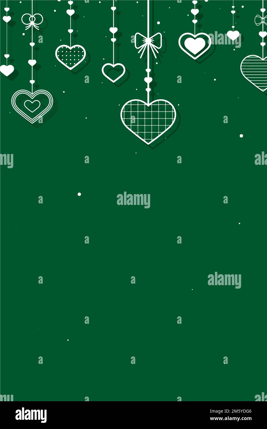 Vector hanging hearts green festive background Stock Vector Image & Art ...