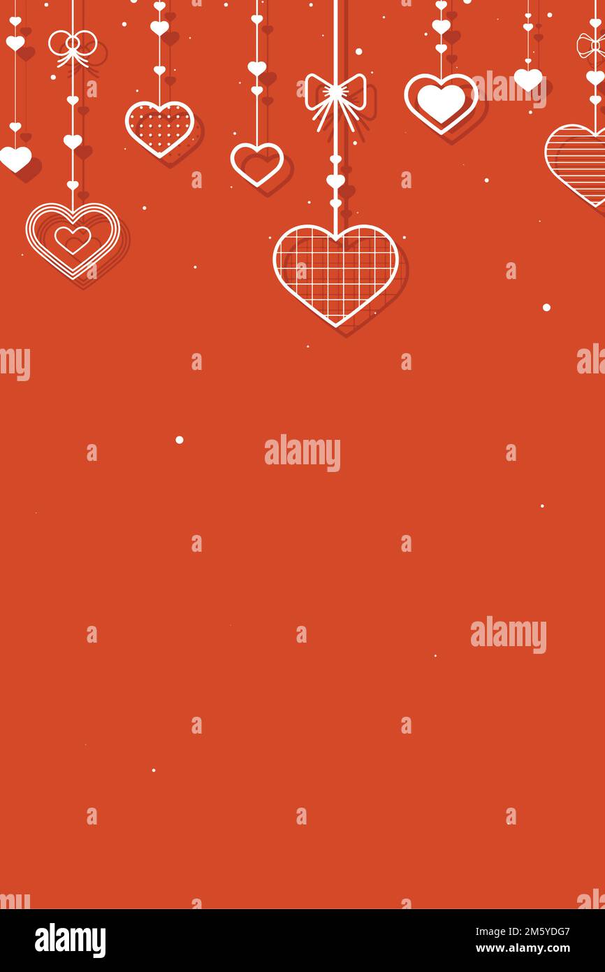Vector hanging hearts orange festive background Stock Vector Image ...