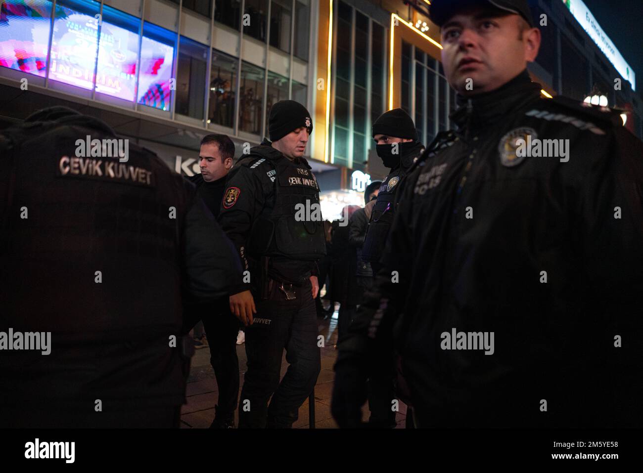 Ankara, Turkey. 01st Jan, 2023. A Turkish riots police takes security ...
