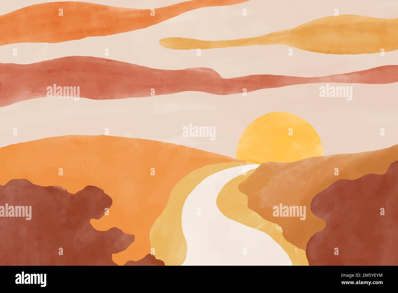 Sunset aesthetic warm tone nature background vector Stock Vector Image ...