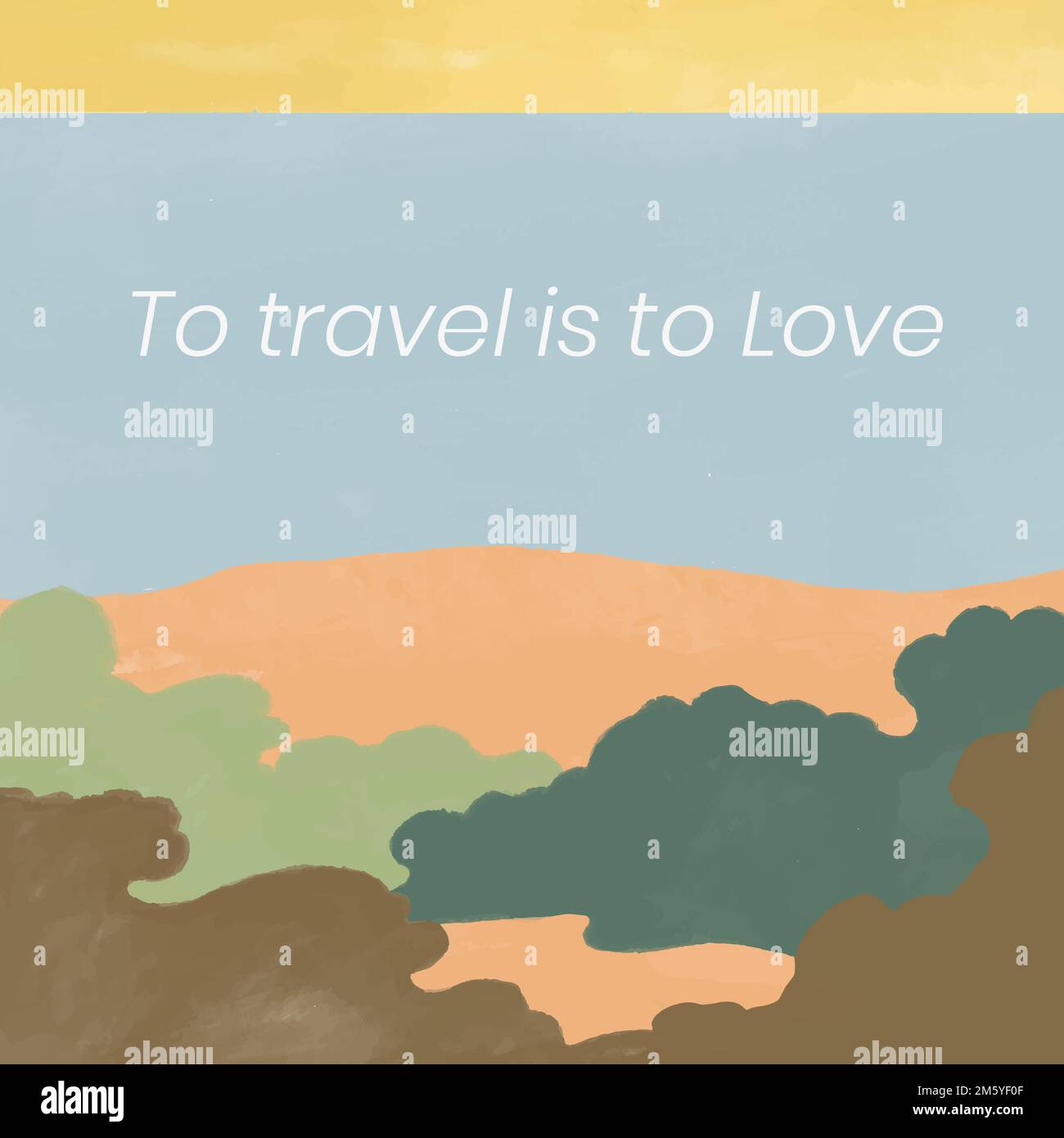 Abstract seaside instagram post template vector "To travel is to love ...