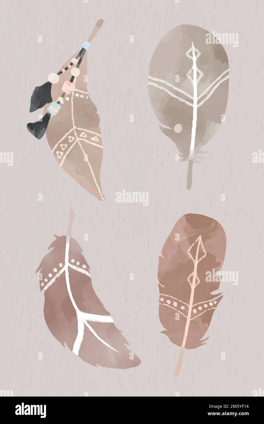 Earth tone Boho feather vector collection Stock Vector Image & Art - Alamy