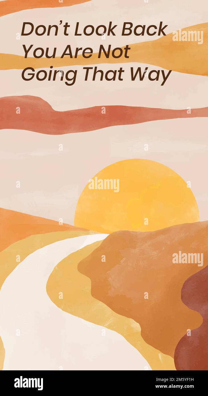 Summer watercolor mobile wallpaper template vector "Don't look back you ...