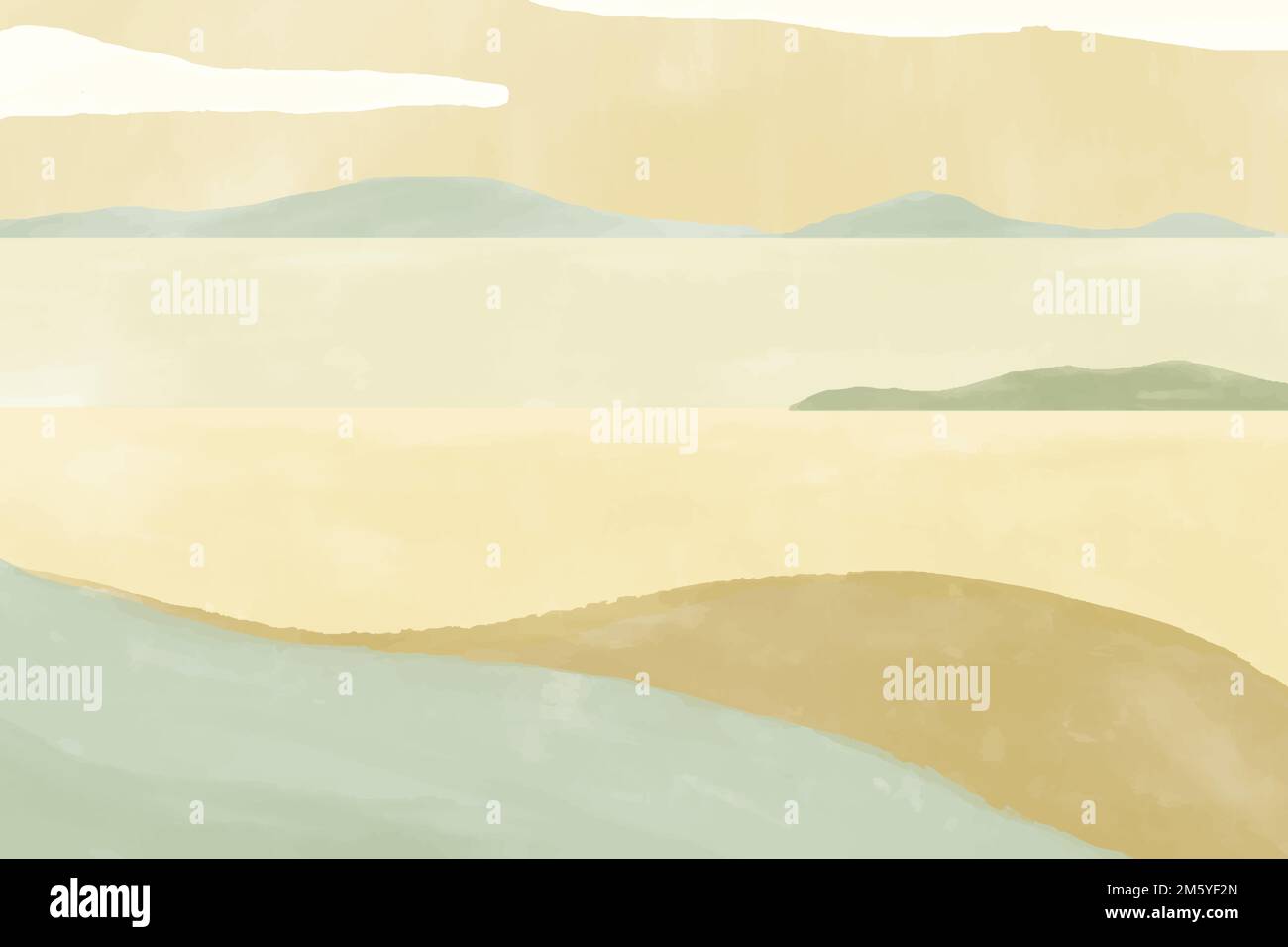 Watercolor landscape aesthetic background vector Stock Vector Image ...