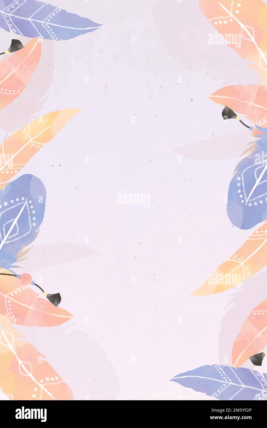 Hand drawn feather border vector Boho style Stock Vector Image & Art ...