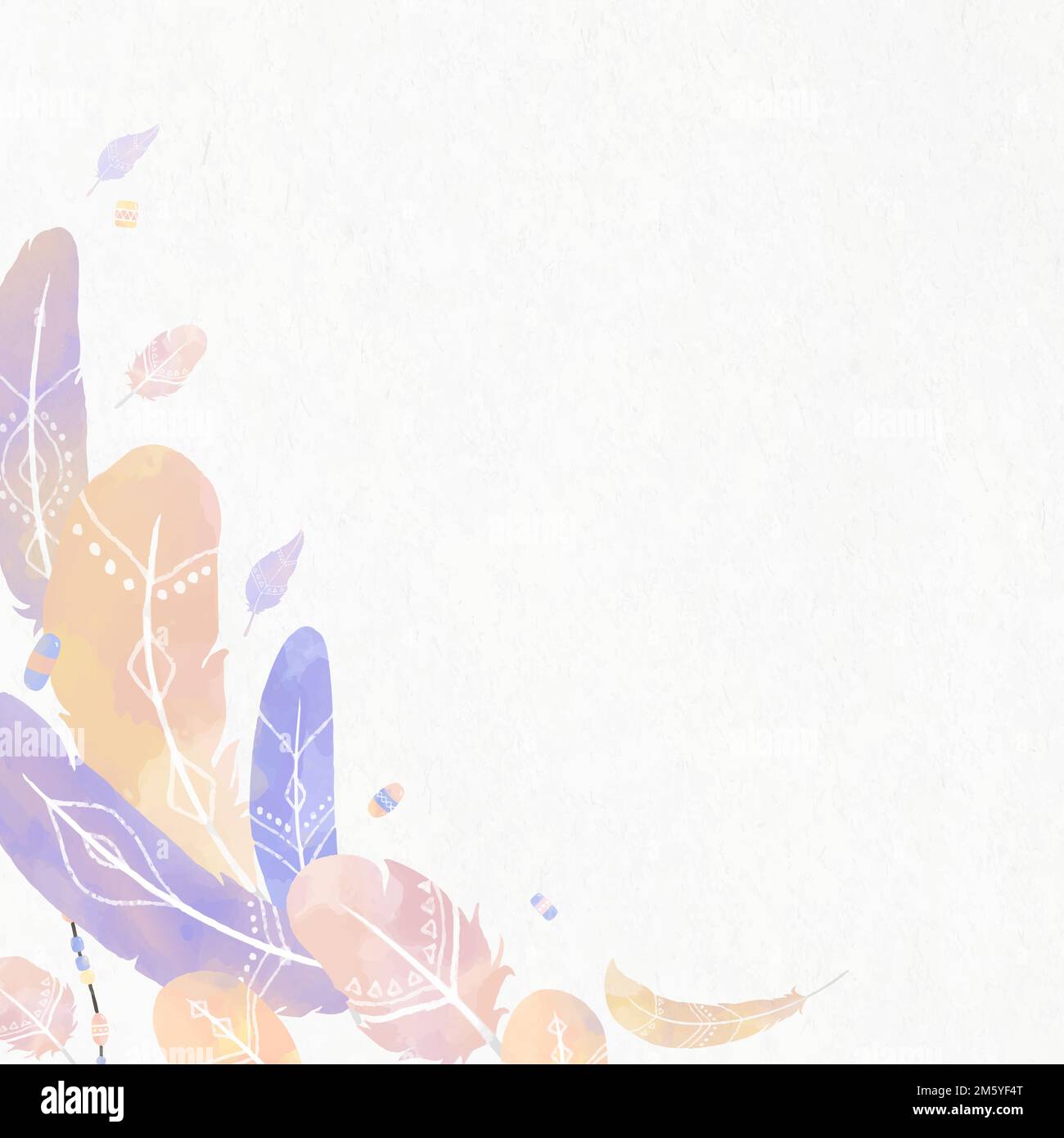 Watercolor feather side border vector Boho style Stock Vector Image ...